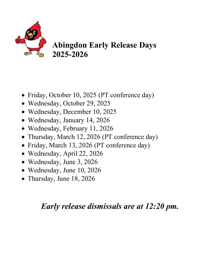 Early Release Days 2025-2026 - Abingdon